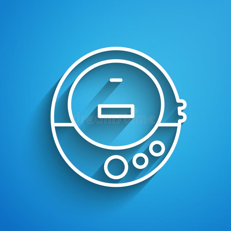 White Line Music CD Player Icon Isolated on Blue Background. Portable ...
