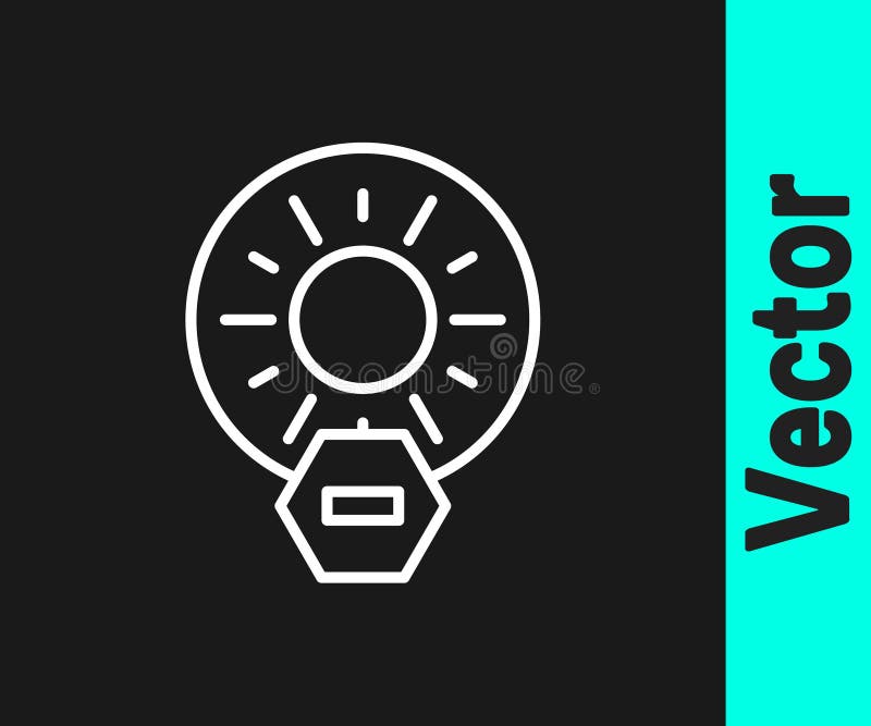 White Line No Direct Sunlight Icon Isolated on Black Background. Vector ...