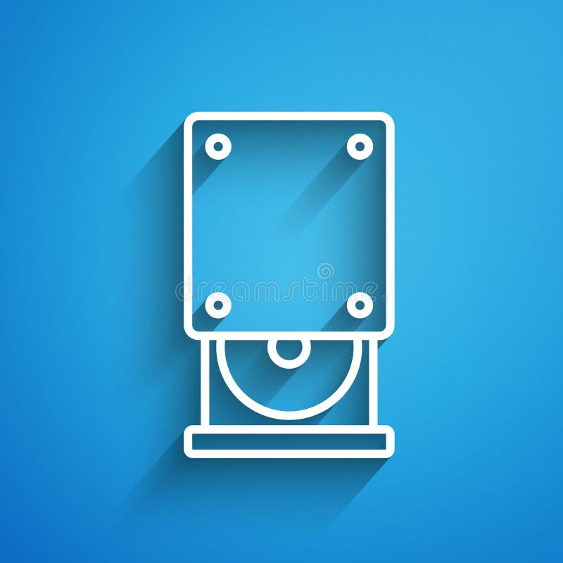White Line Optical Disc Drive Icon Isolated on Blue Background. CD DVD ...