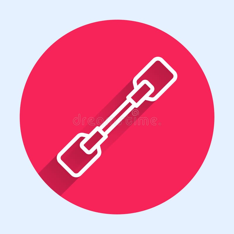 White Line Paddle Icon Isolated with Long Shadow. Paddle Boat Oars. Red ...