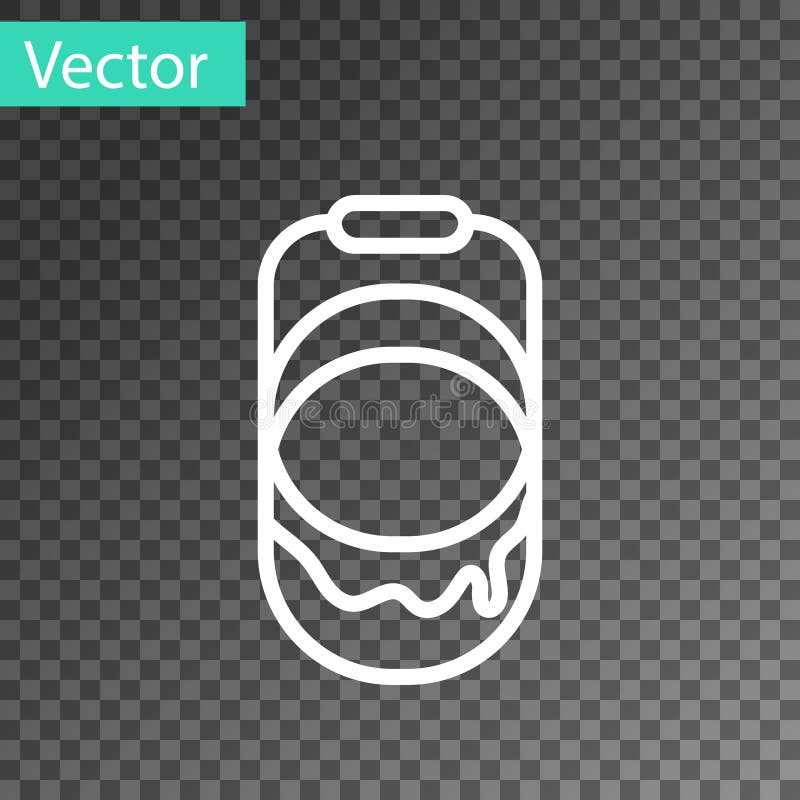 White Line Paint Bucket Icon Isolated on Transparent Background. Vector ...