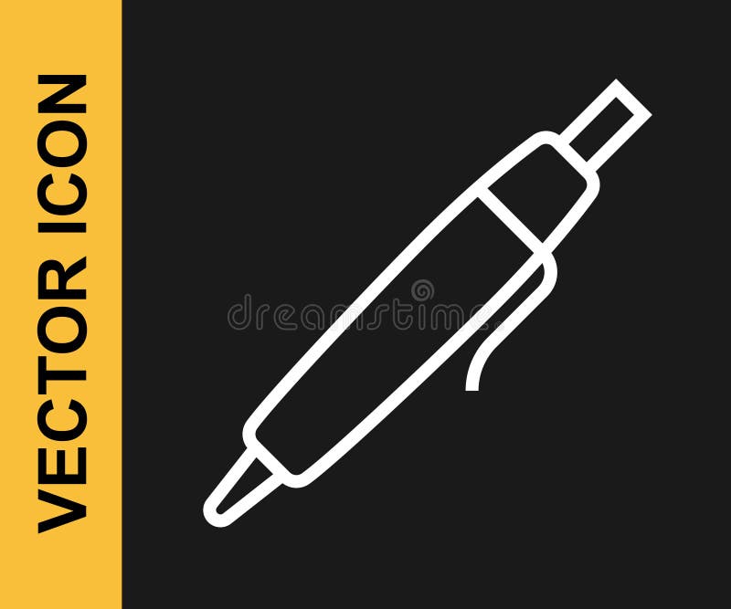 White Line Pen Icon Isolated on Black Background. Vector Stock Vector ...