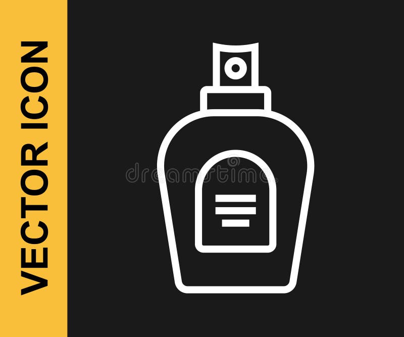 White Line Perfume Icon Isolated on Black Background. Vector Stock ...