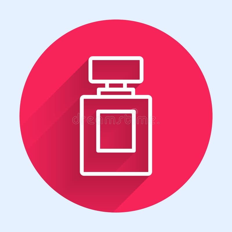 White Line Perfume Icon Isolated with Long Shadow Background. Red ...