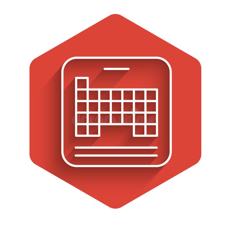 White Line Periodic Table of the Elements Icon Isolated with Long ...