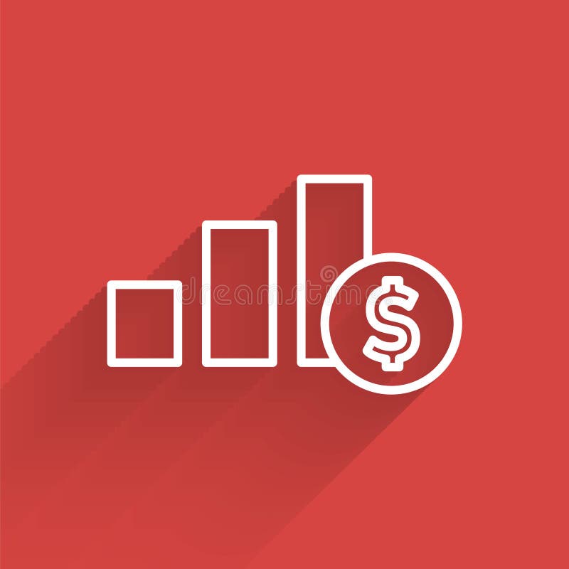 White Line Pie Chart Infographic and Dollar Symbol Icon Isolated with ...