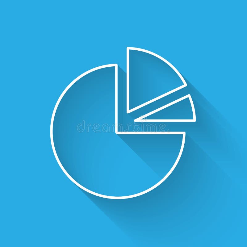 White Line Pie Chart Infographic Icon Isolated with Long Shadow ...