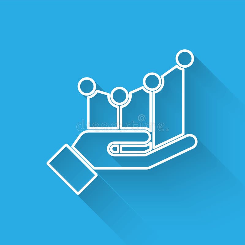 White Line Pie Chart Infographic Icon Isolated with Long Shadow ...