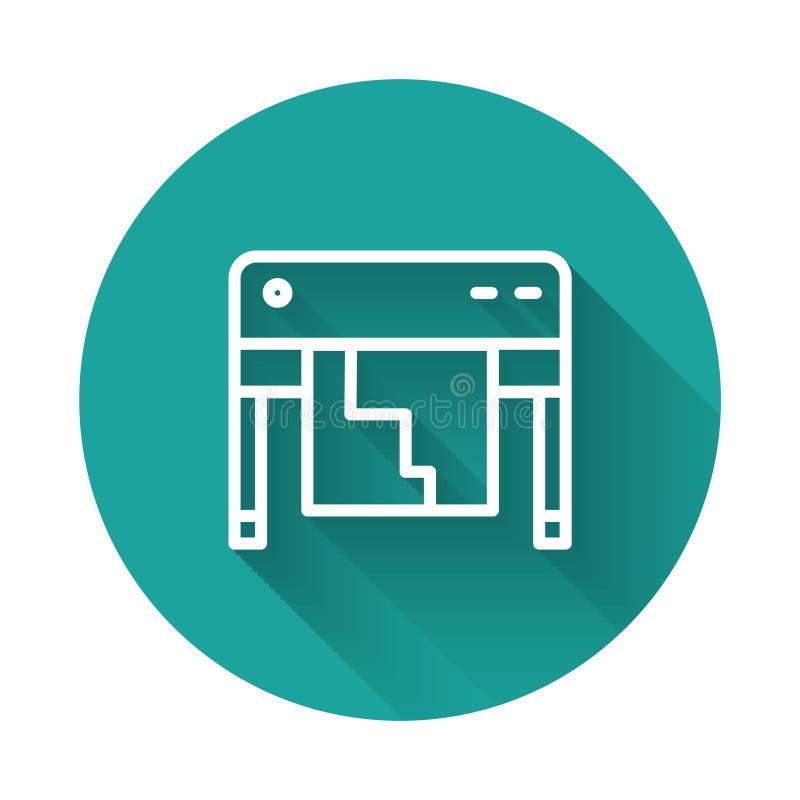 White Line Plotter Icon Isolated with Long Shadow. Large Format ...