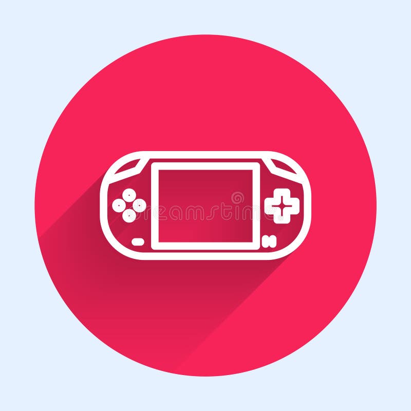 White Line Portable Video Game Console Icon Isolated with Long Shadow ...