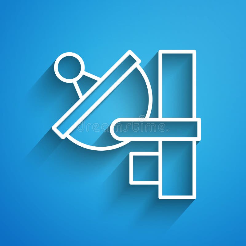 White Line Radar Icon Isolated on Blue Background. Search System ...