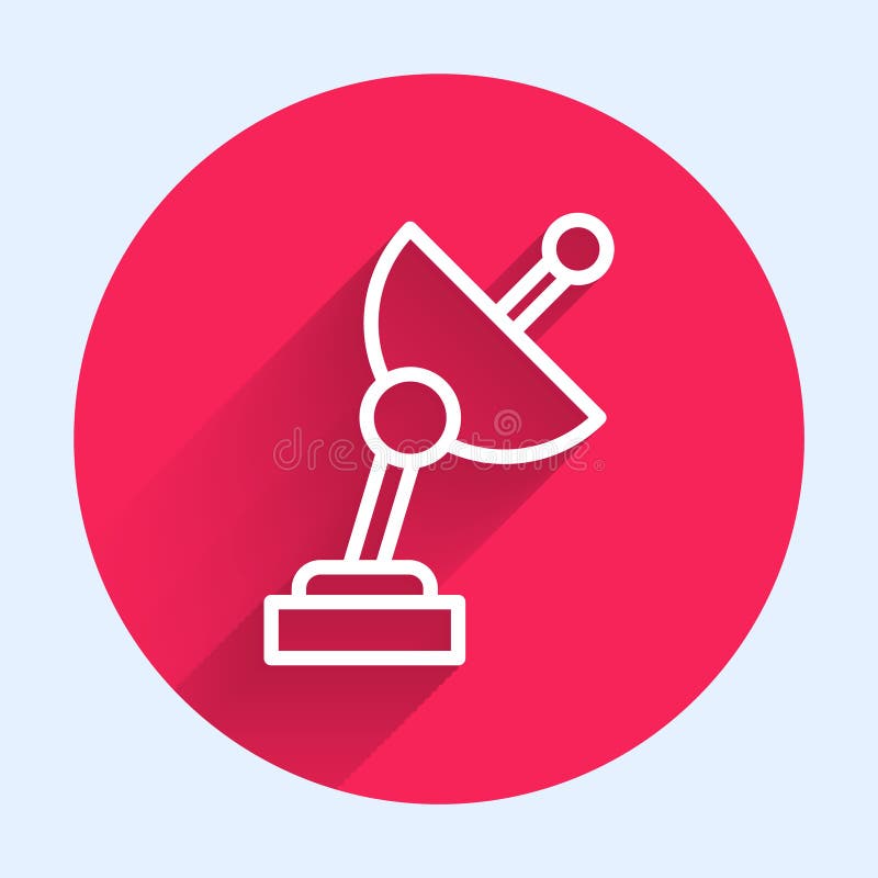 White Line Radar Icon Isolated with Long Shadow. Search System ...