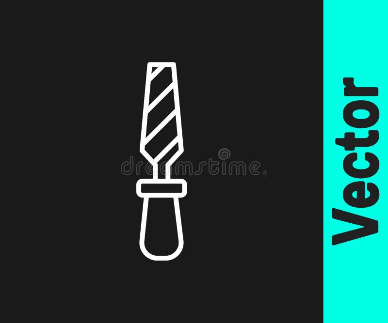 White Line Rasp Metal File Icon Isolated on Black Background. Rasp for ...