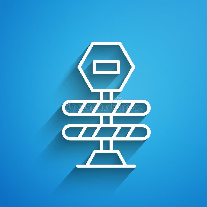 White Line Road Barrier Icon Isolated on Blue Background. Symbol of ...