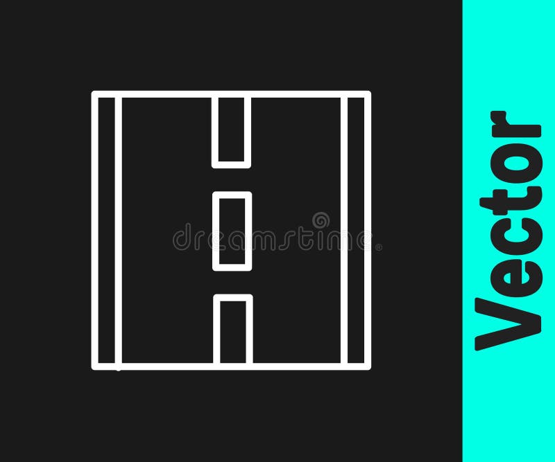 White Line Road Icon Isolated on Black Background. Vector Stock Vector ...