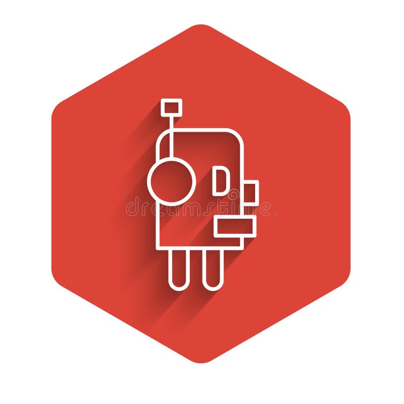 White Line Robot Icon Isolated with Long Shadow. Artificial ...