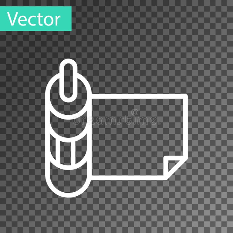 White Line Roll of Paper Icon Isolated on Transparent Background ...