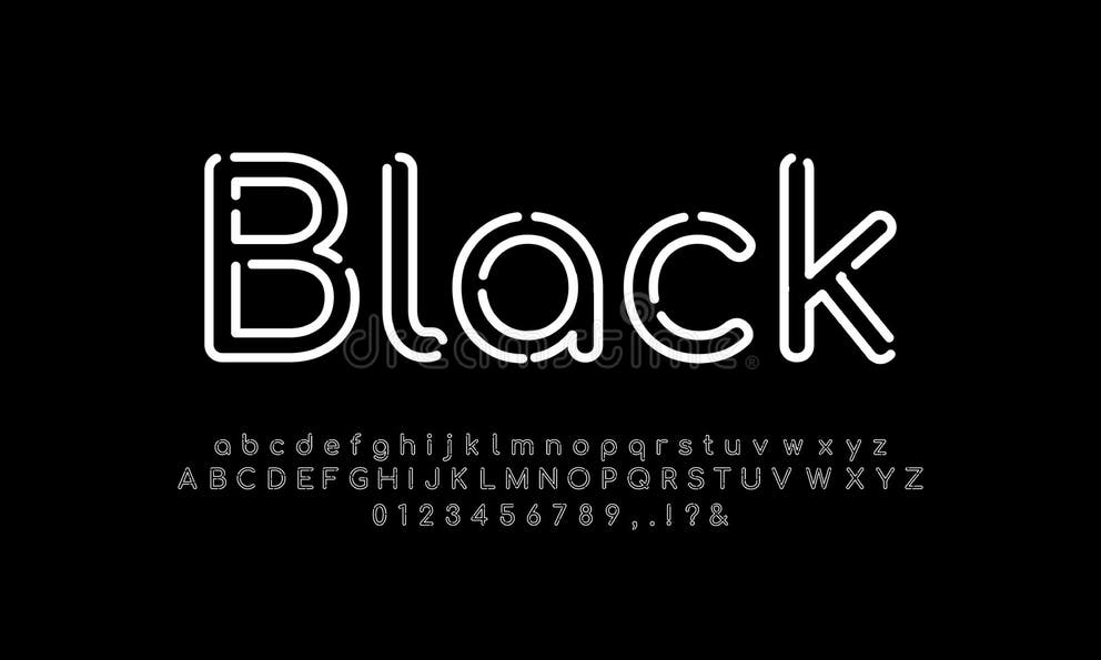 White Line Rounded Modern Alphabet or Letter Text Effect or Font Effect ...