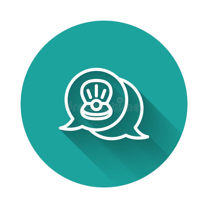 White Line Scallop Sea Shell Icon Isolated with Long Shadow Background ...