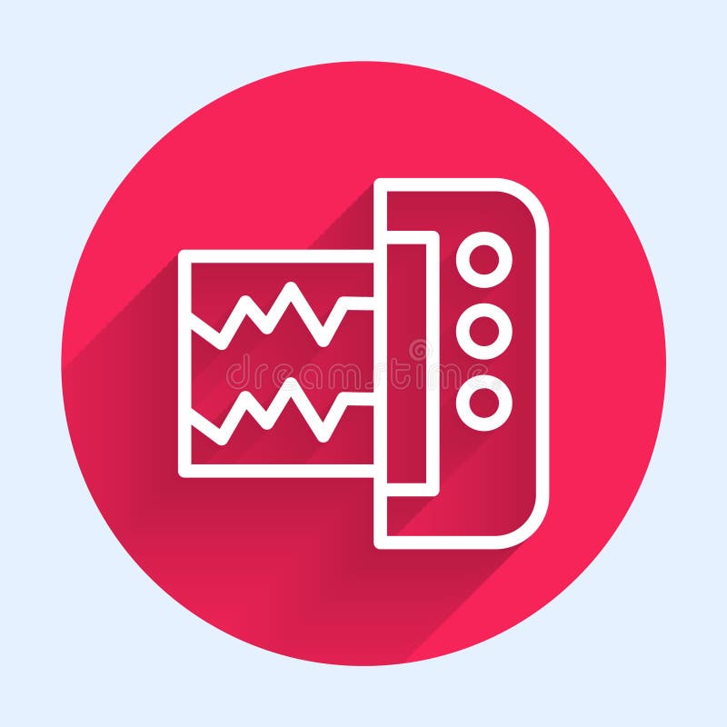 White Line Seismograph Icon Isolated with Long Shadow Background ...