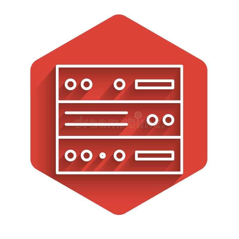 White Line Server, Data, Web Hosting Icon Isolated with Long Shadow ...
