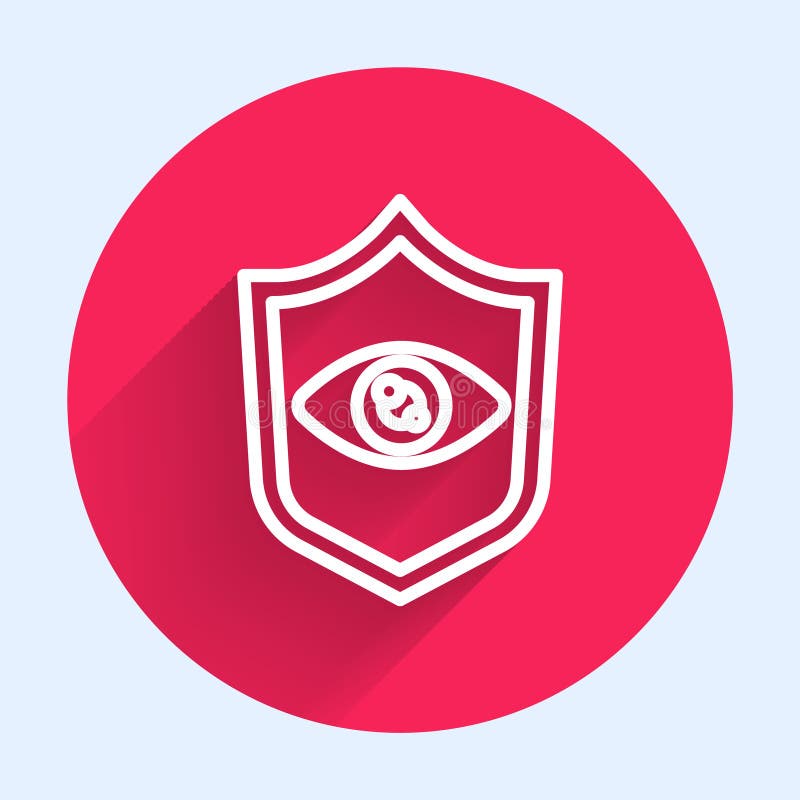 White Line Shield Eye Scan Icon Isolated with Long Shadow. Scanning Eye ...