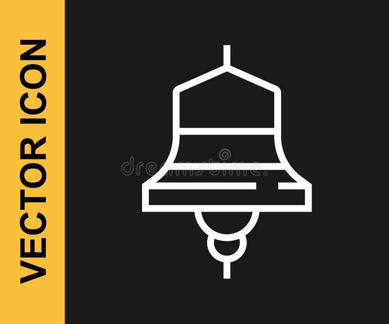 White Line Ship Bell Icon Isolated on Black Background. Vector Stock ...