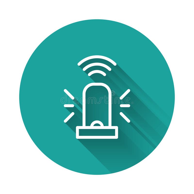 White Line Smart Flasher Siren System Icon Isolated with Long Shadow ...