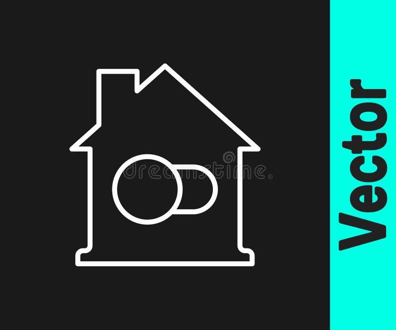 White Line Smart Home Icon Isolated on Black Background. Remote Control ...