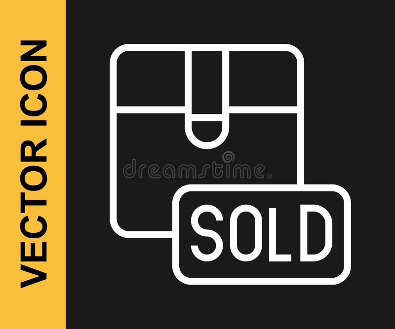 White Line Sold Icon Isolated on Black Background. Vector Stock Vector ...