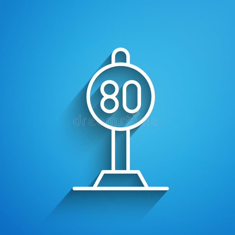 White Line Speed Limit Traffic Sign 80 Km Icon Isolated on Blue ...