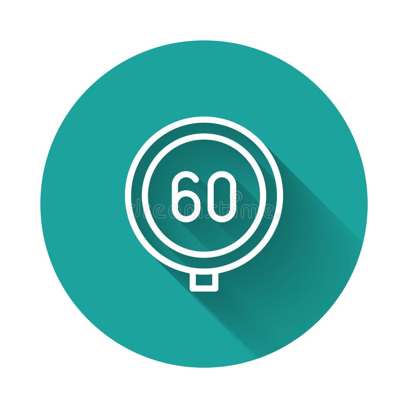 White Line Speed Limit Traffic Sign 60 Km Icon Isolated with Long ...