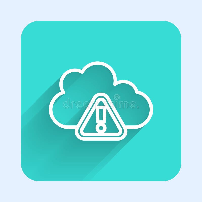 White Line Storm Warning Icon Isolated with Long Shadow. Exclamation ...