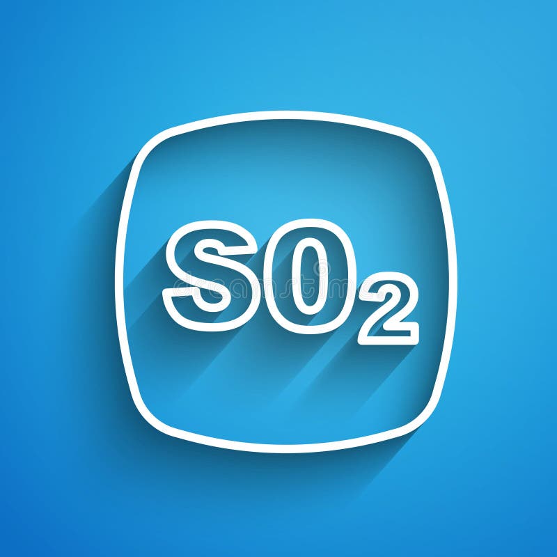White Line Sulfur Dioxide SO2 Gas Molecule Icon Isolated on Blue ...
