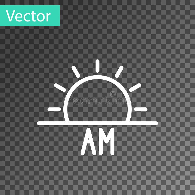 White Line Sunrise Icon Isolated on Transparent Background. Vector ...
