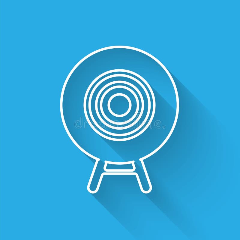 White Line Target Sport Icon Isolated with Long Shadow. Clean Target ...