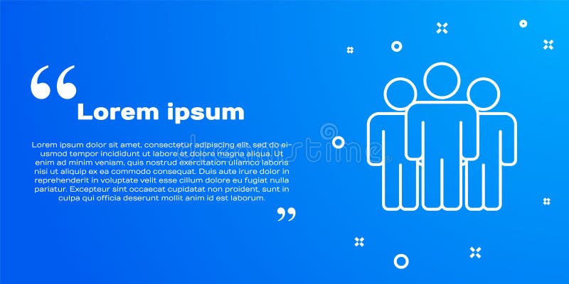 White Line Users Group Icon Isolated on Blue Background. Group of ...
