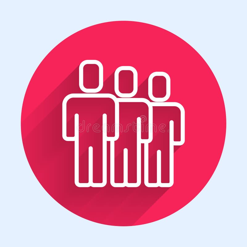 White Line Users Group Icon Isolated with Long Shadow. Group of People ...