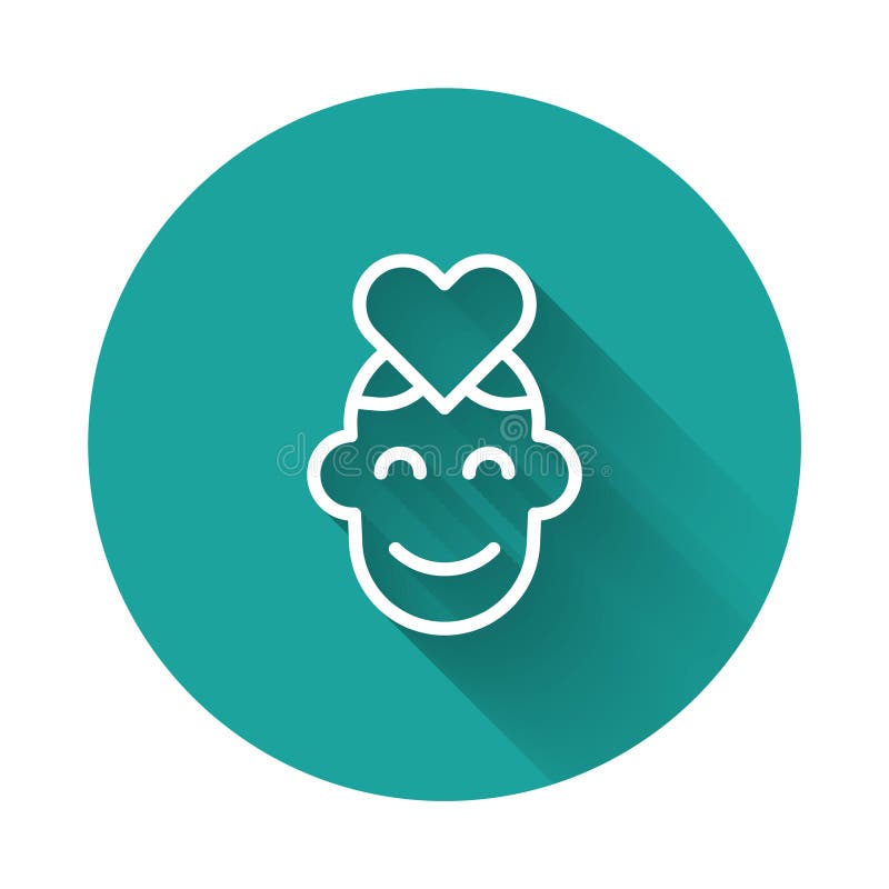 White Line Volunteer Icon Isolated with Long Shadow Background. Green ...