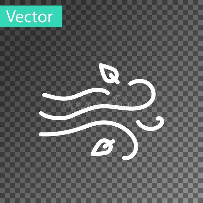 White Line Wind Icon Isolated on Transparent Background. Windy Weather ...