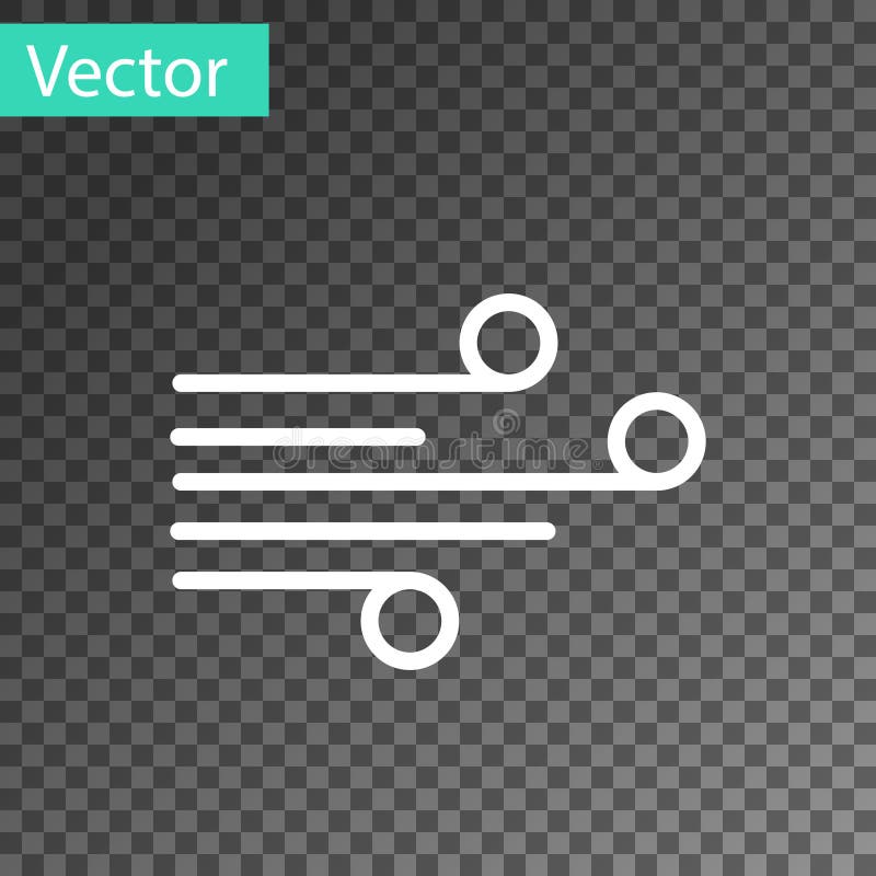 White Line Wind Icon Isolated on Transparent Background. Windy Weather ...