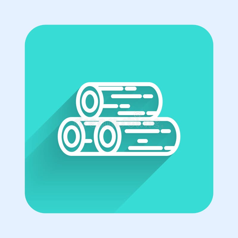 White Line Wooden Logs Icon Isolated with Long Shadow. Stack of ...