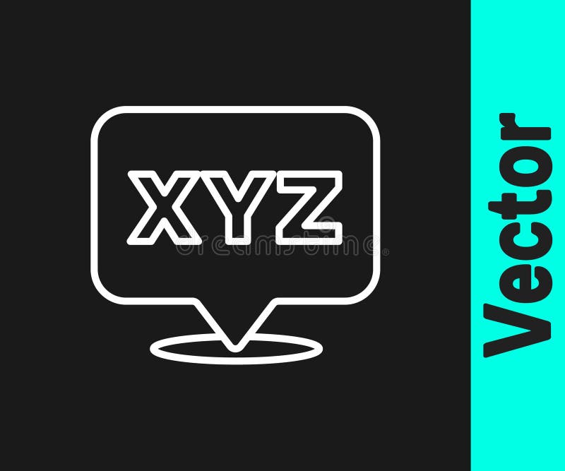 White Line XYZ Coordinate System Icon Isolated on Black Background. XYZ ...