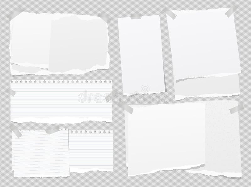 White Lined Note, Notebook Paper Pieces with Torn Edges Stuck with ...