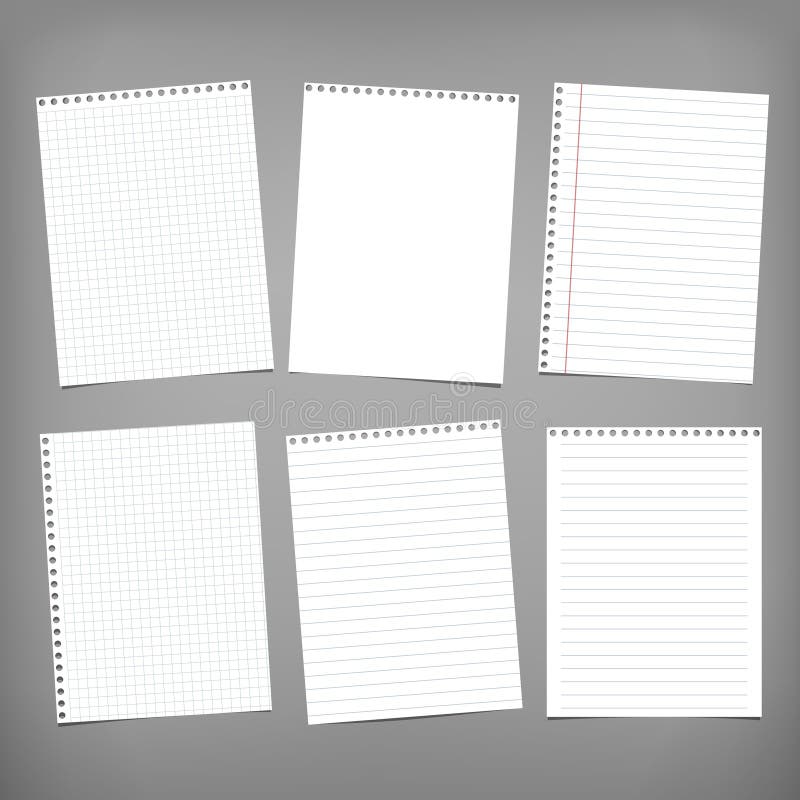 White, Lined and Squared Note, Notebook Paper are on Dark Grey ...
