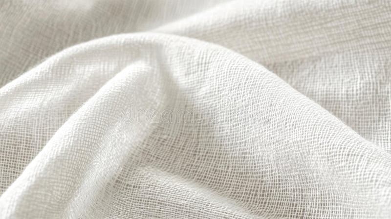 White Linen Fabric Texture, Close-up View of Soft, Wrinkled Material ...