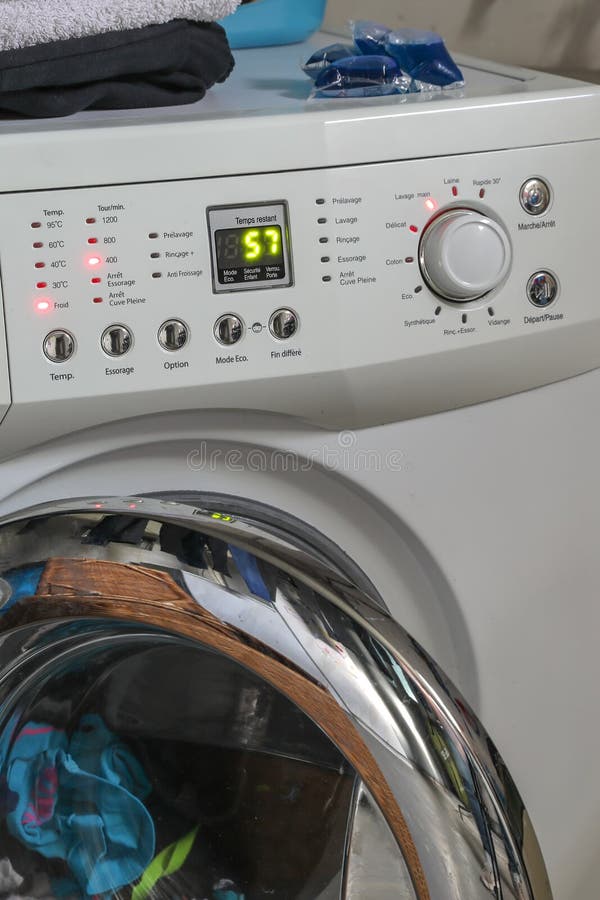 White Linen Washing Machine Stock Photo - Image of work, washing: 109526086