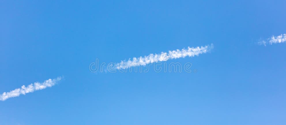 White Lines from an Airplane Against a Sky. Stock Image - Image of ...