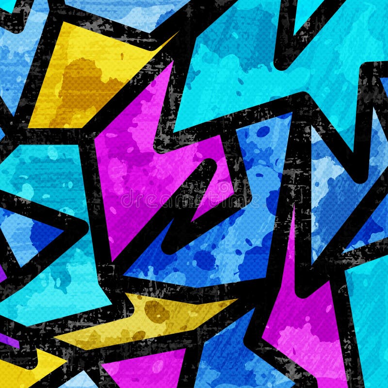 Red White Blue Graffiti Lines on a White Background Seamless Pattern ...