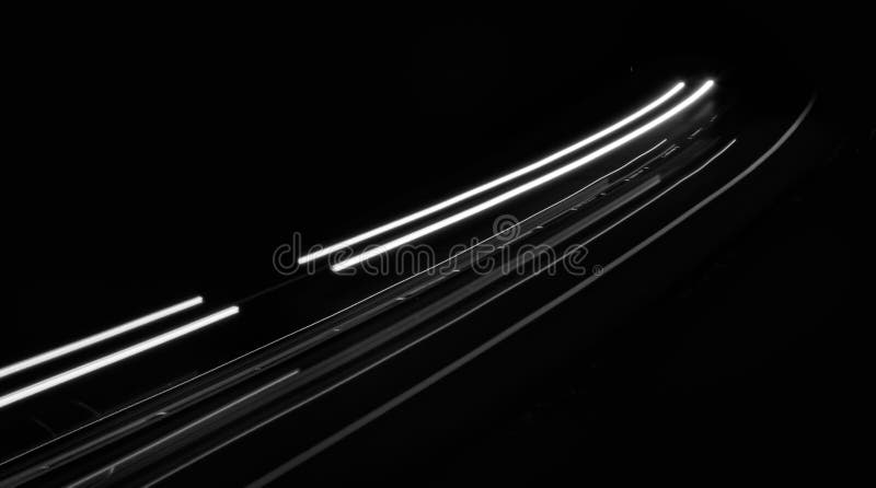 White Lines of Car Lights on Black Background Stock Image - Image of ...